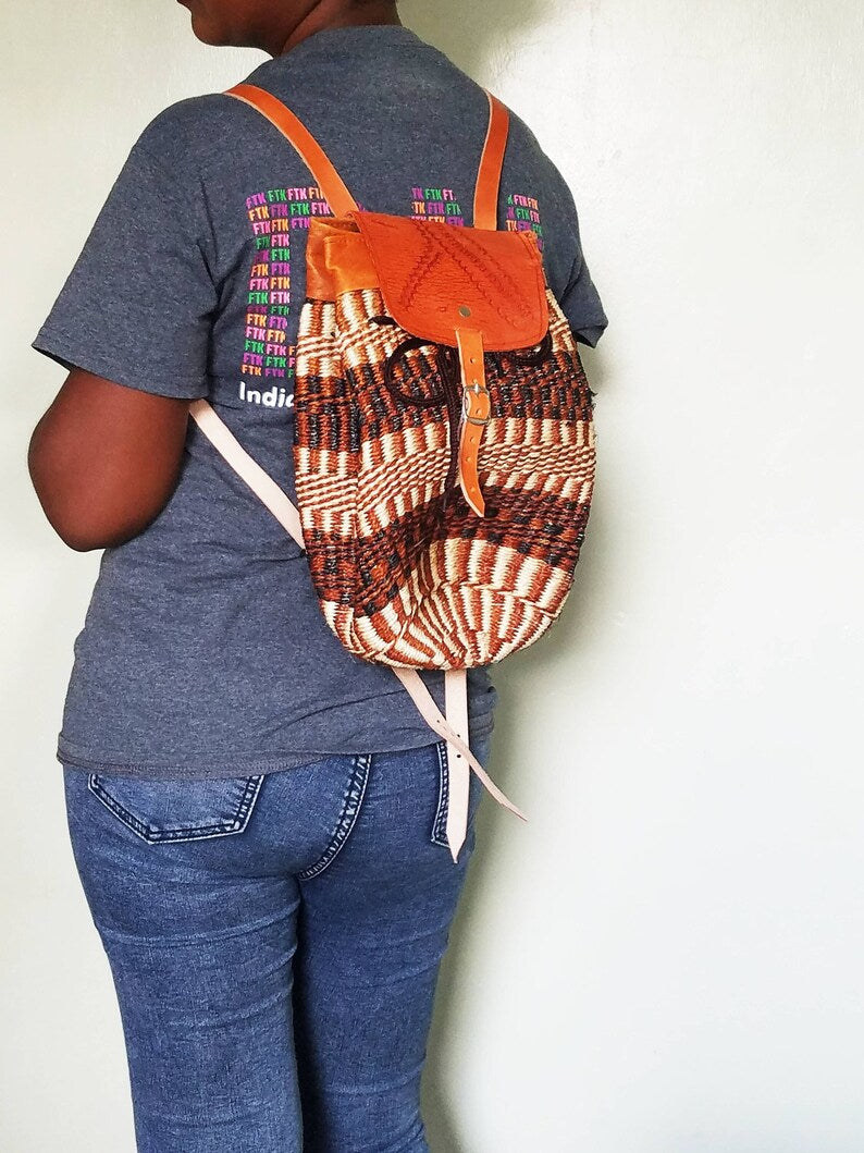 Kiondo African backpack, sisal backpack, kikuyu leather bag – Hand Cree